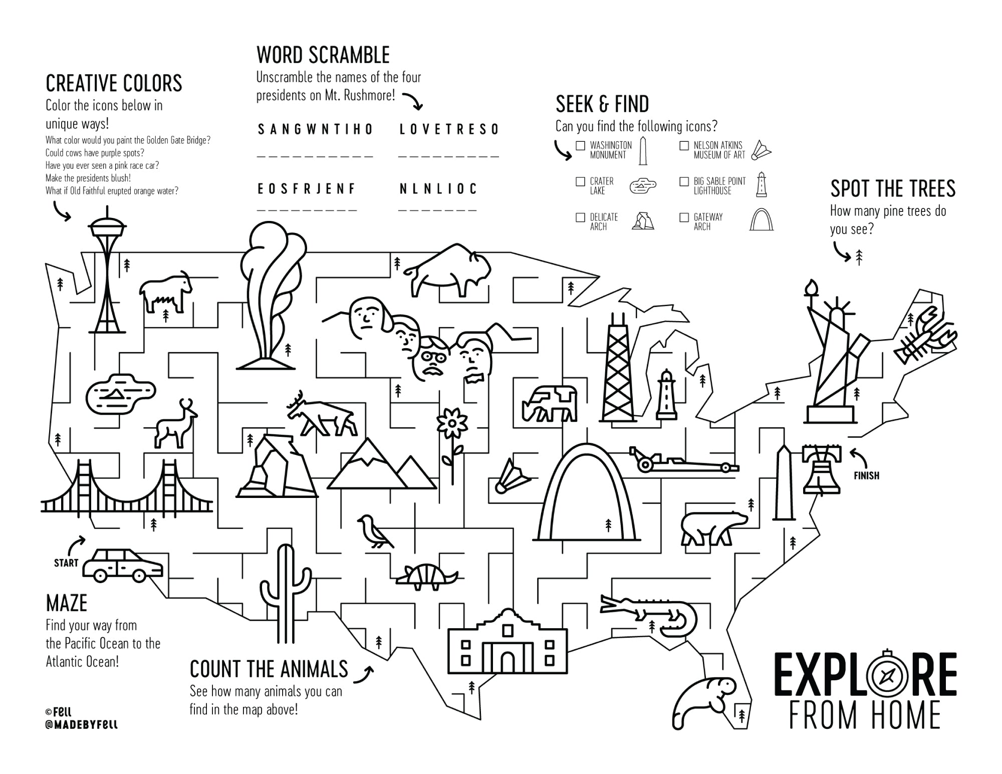 USA Activity Sheet – Fell
