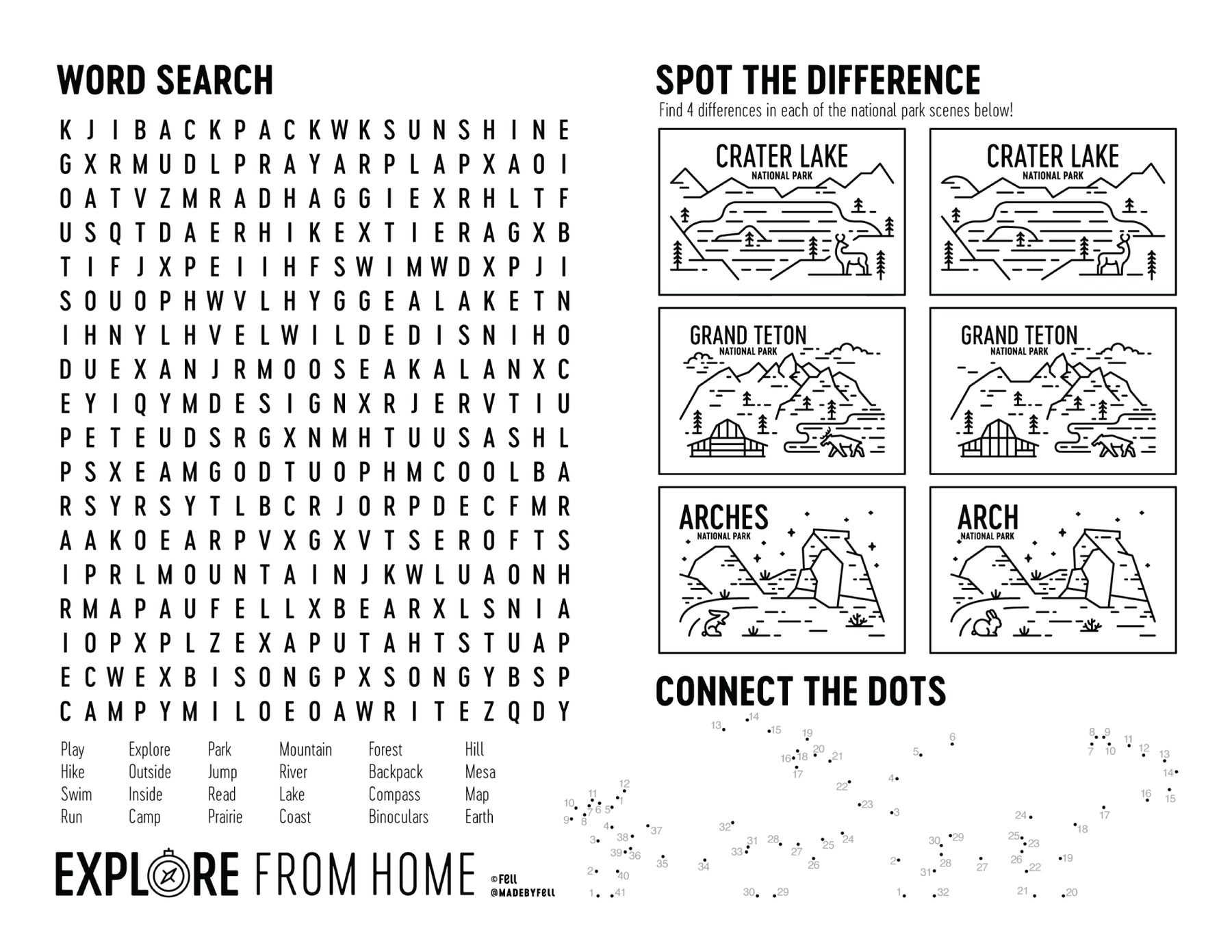 National Parks Activity Sheet – Fell